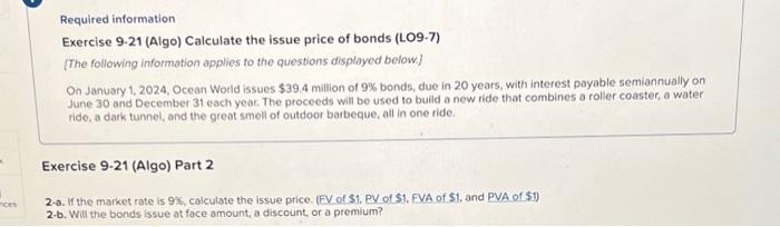 Solved Required information Exercise 9-21 (Algo) Calculate | Chegg.com