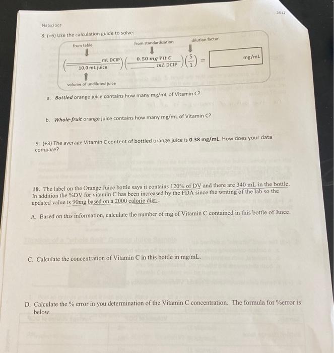 8. (+6) Use the calculation guide to solve: a. | Chegg.com