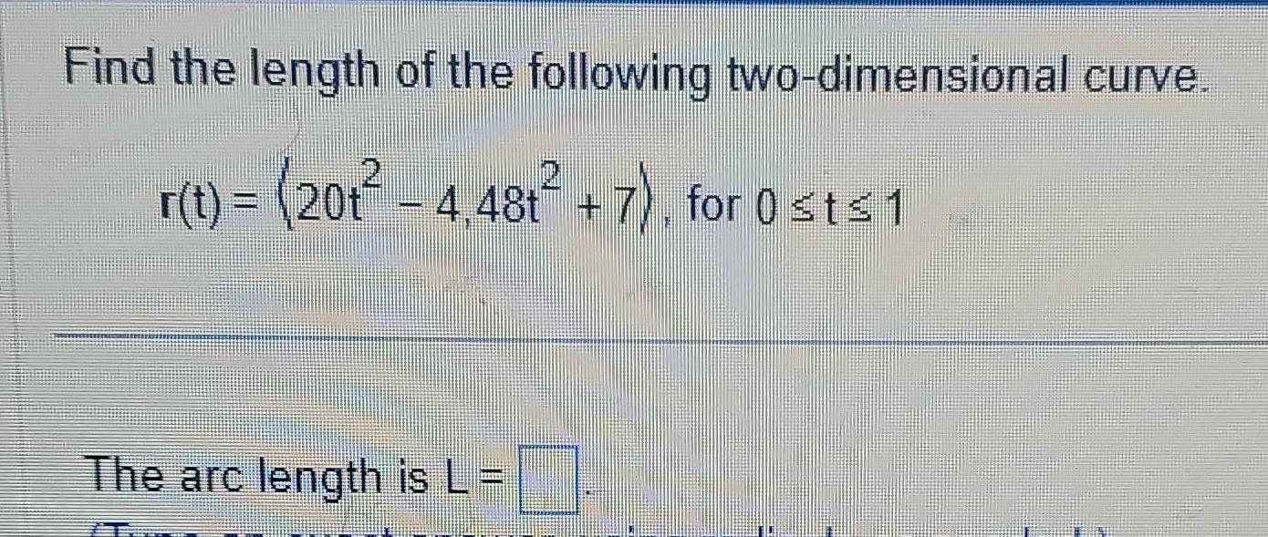 Solved Find the length of the following two-dimensional | Chegg.com