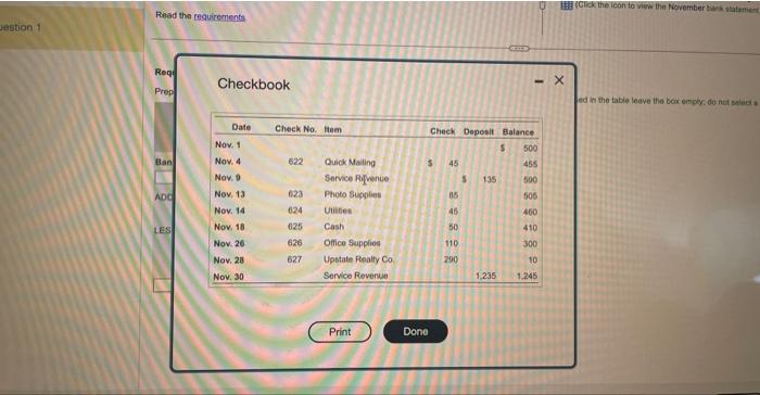 Solved Peguirement 1. Prepare Flarty Photography's bank | Chegg.com