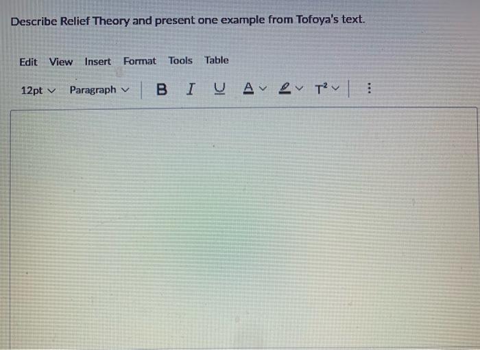 Solved Describe Relief Theory and present one example from | Chegg.com