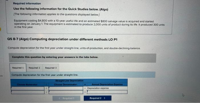 Solved Required information Use the following information | Chegg.com