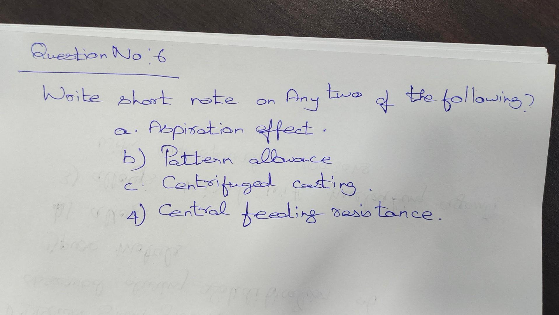 Solved Question No' 6 Write short note on Any two of the | Chegg.com