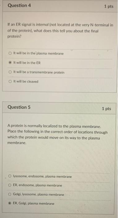 Solved What signal sequence(s) would a protein located in | Chegg.com