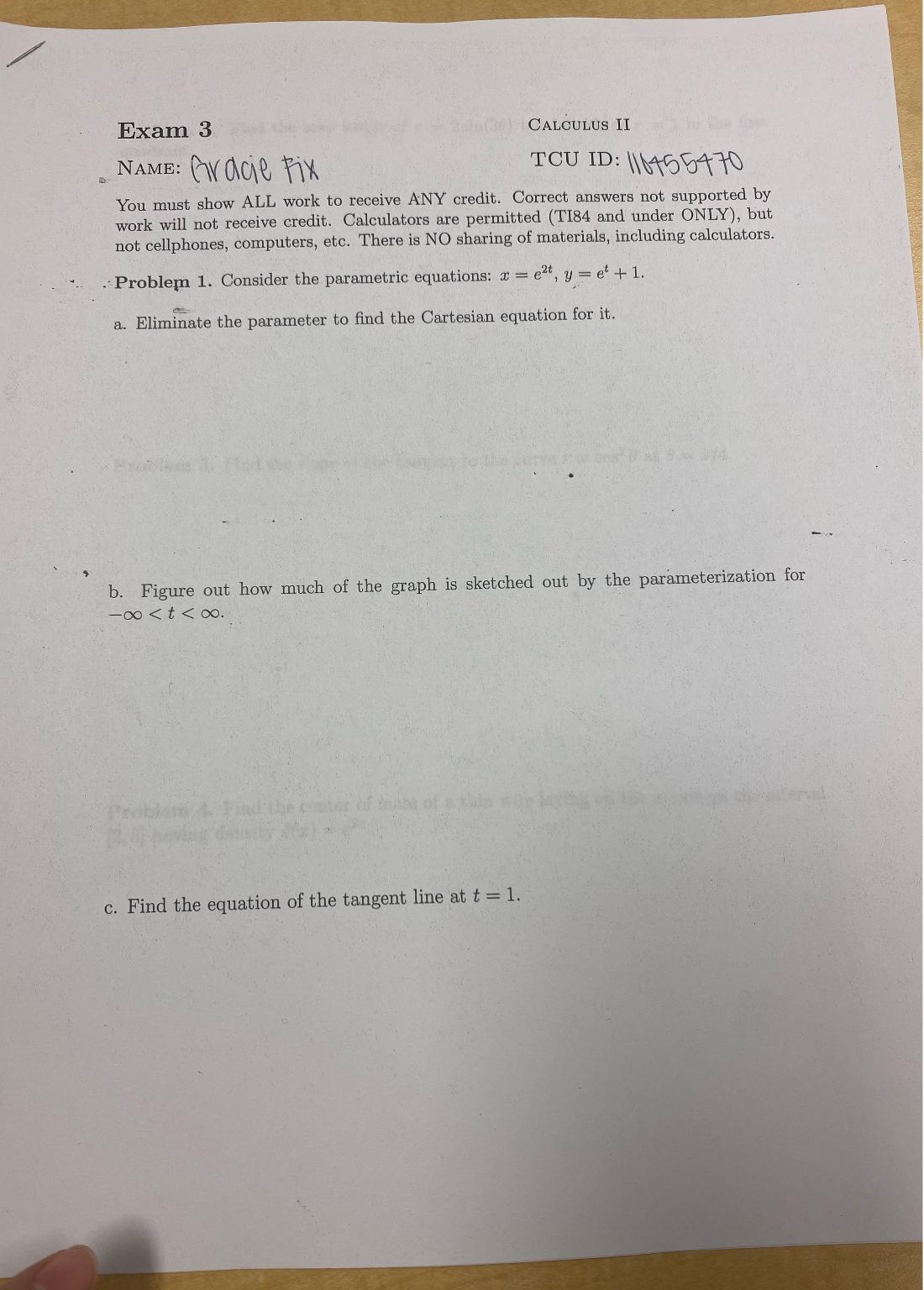 Solved -. ﻿Problem 1. ﻿Consider the parametric equations: | Chegg.com