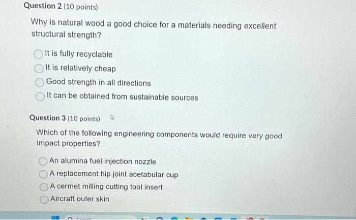 Solved Why is natural wood a good choice for a materials | Chegg.com