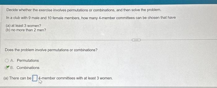 Solved Decide whether the exercise involves permutations or | Chegg.com