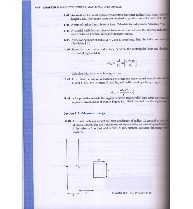 Solved 414 CHAPTER 8 MAGNETIC FORCES, MATERIALS, AND DEVICES | Chegg.com