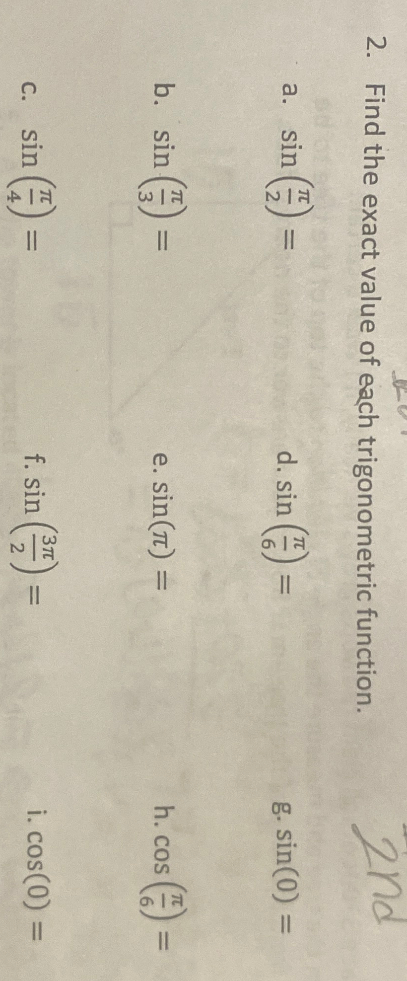 Solved Find the exact value of each trigonometric | Chegg.com