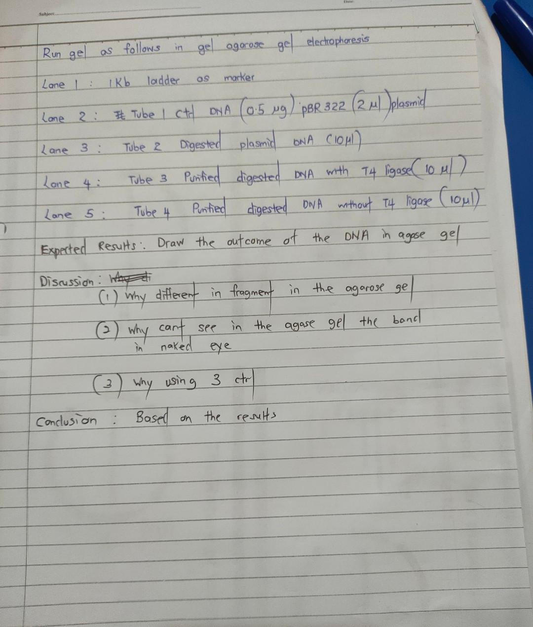 Solved Subject Run gel as follows in gel ogorose gel | Chegg.com