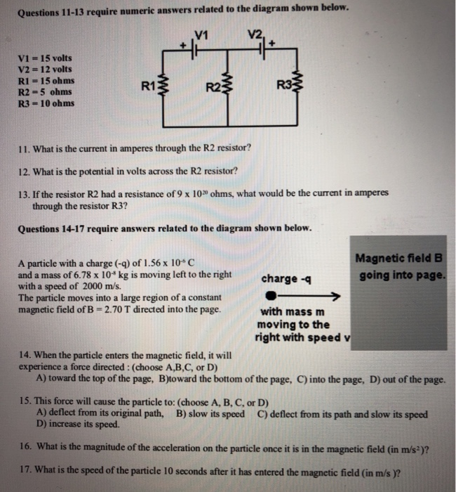 Solved Questions 11-13 require numeric answers related to | Chegg.com