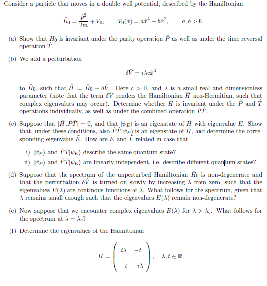 Solved Consider a particle that moves in a double well | Chegg.com
