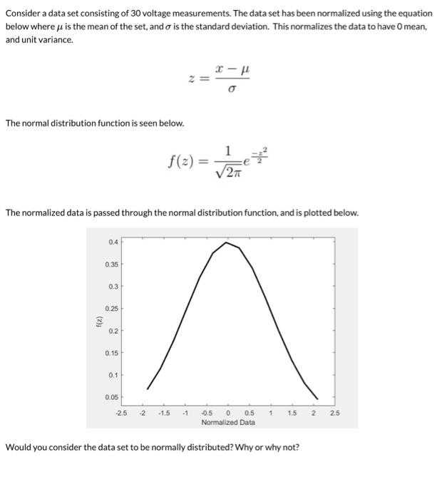 Solved Consider a data set consisting of 30 voltage | Chegg.com