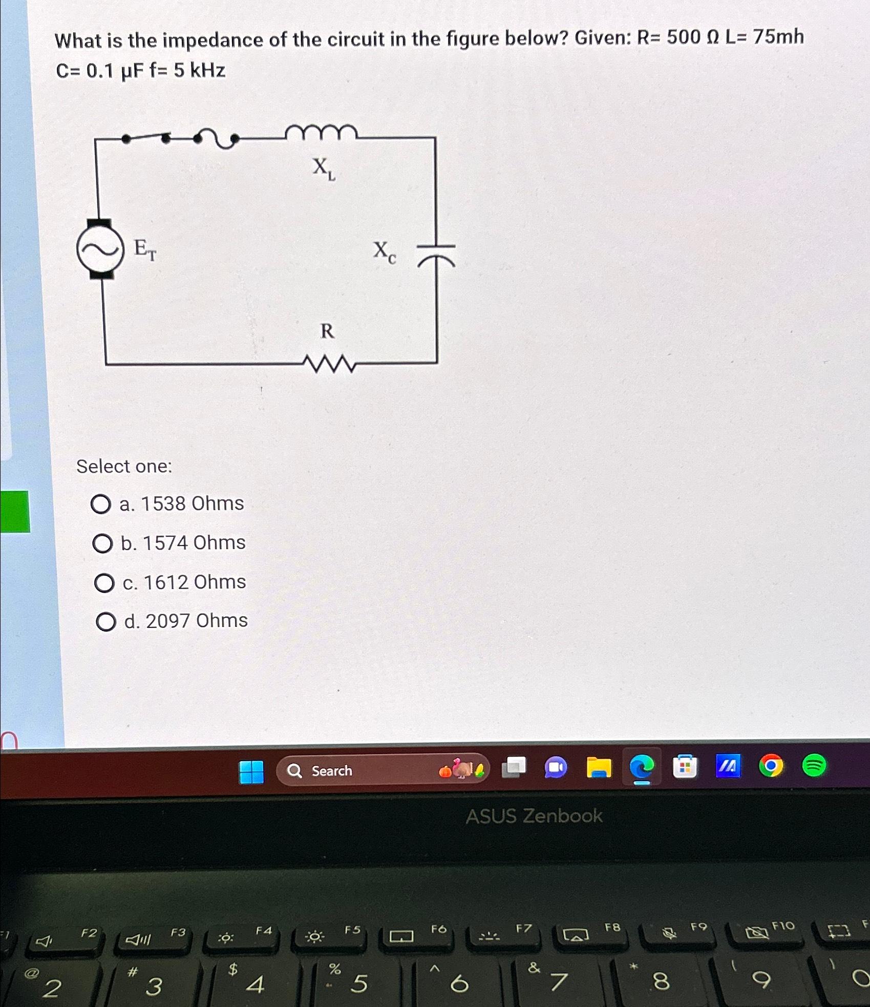 Solved What is the impedance of the circuit in the figure | Chegg.com