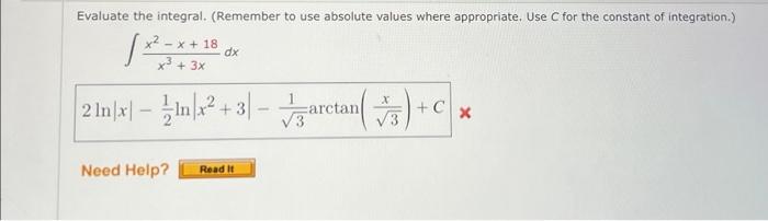 Solved Evaluate the integral. (Remember to use absolute | Chegg.com