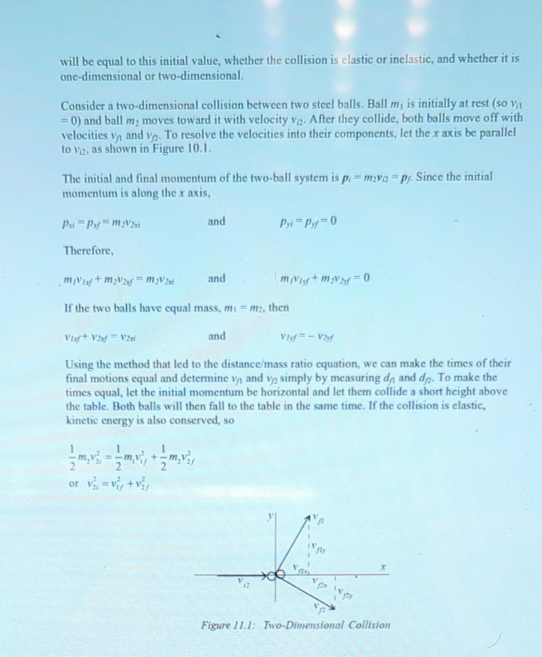 Table 11.3: Perfectly Inelastic CollisionsThe | Chegg.com