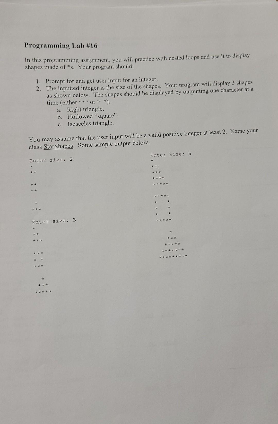 Solved Programming Lab #16 In this programming assignment, | Chegg.com