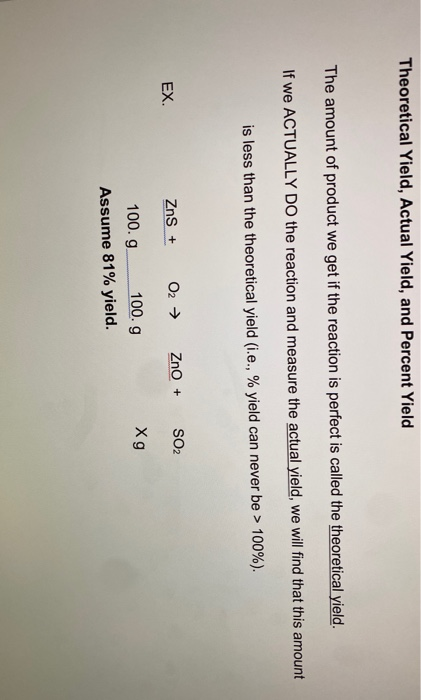 Solved Theoretical Yield, Actual Yield, and Percent Yield | Chegg.com