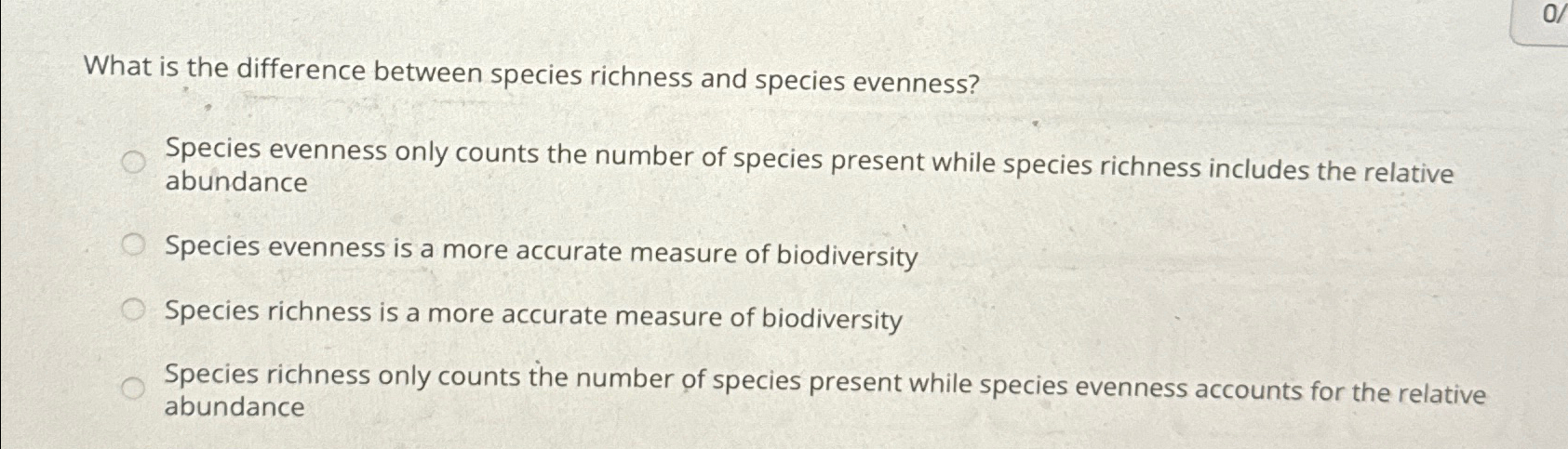 Solved What is the difference between species richness and | Chegg.com