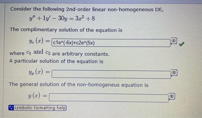 Solved Consider the following 2nd-order linear | Chegg.com