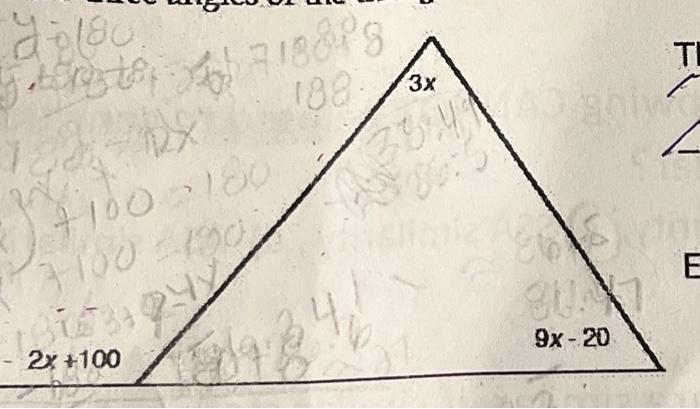 Solved find the three angles of a triangle and the exterior | Chegg.com