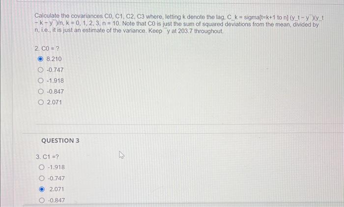 Solved Calculate the covariances C0, C1, C2, C3 where, | Chegg.com