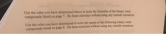 Solved Part II: Binary Ionic Compounds Containing | Chegg.com