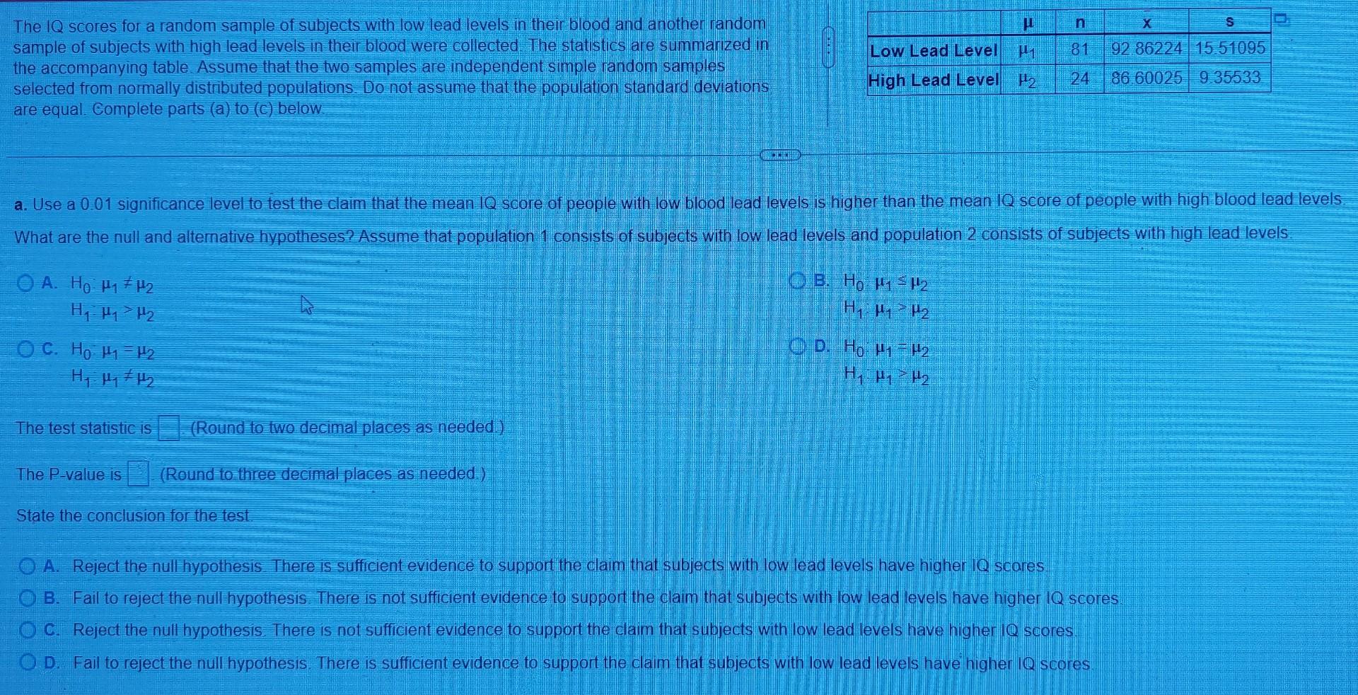 Solved a. Use a 0.01 significance level to test the claim | Chegg.com