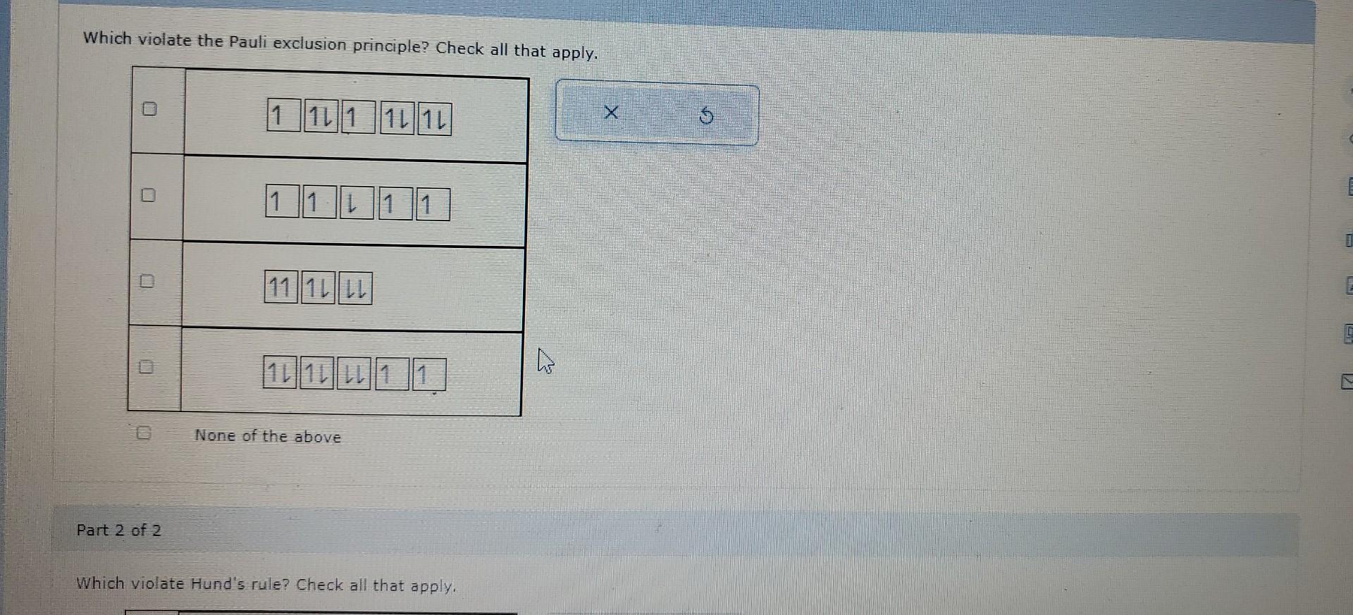 Solved Which violate the Pauli exclusion principle? Check | Chegg.com