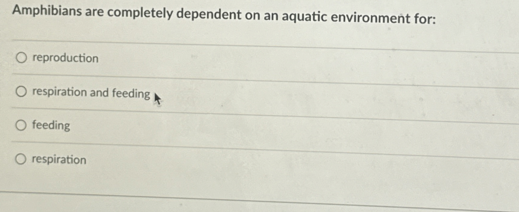Solved Amphibians are completely dependent on an aquatic | Chegg.com
