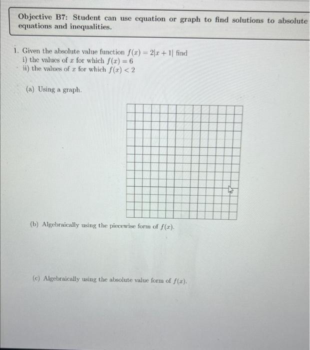 Solved Objective B7: Student can use equation or graph to | Chegg.com