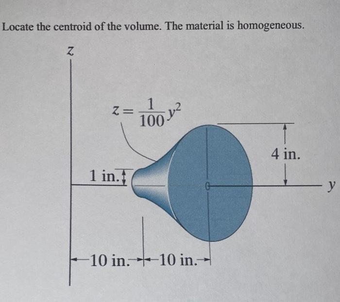 Solved Locate the centroid of the volume. The material is | Chegg.com