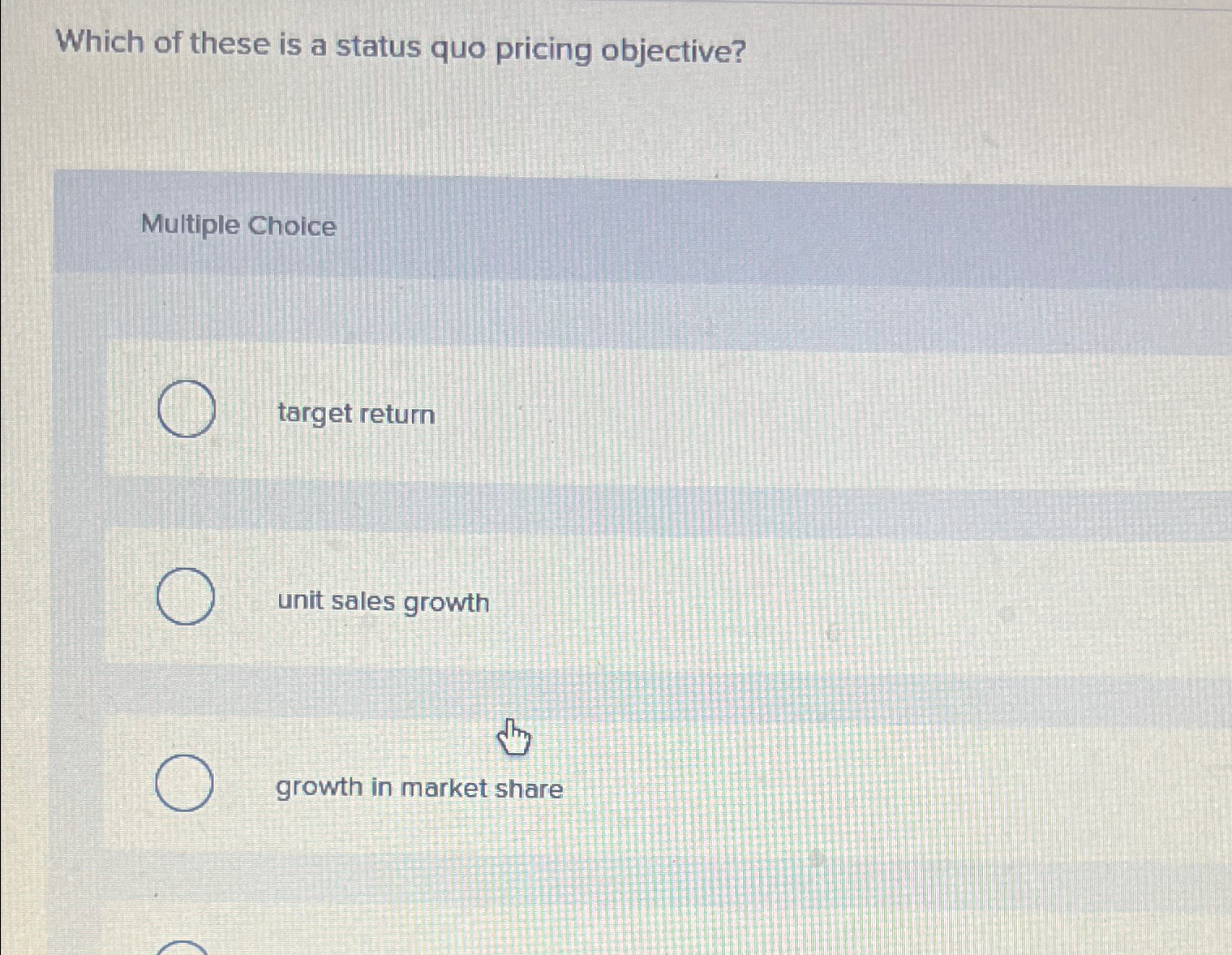 Solved Which of these is a status quo pricing | Chegg.com
