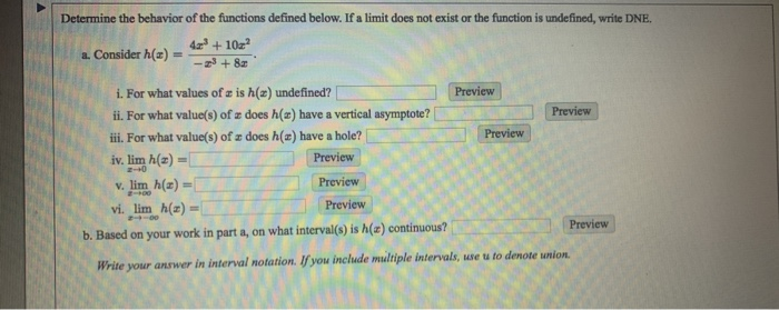 Solved Determine the behavior of the functions defined | Chegg.com