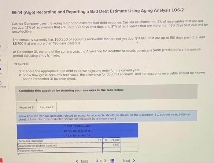 Solved E6-14 (Algo) Recording and Reporting a Bad Debt | Chegg.com