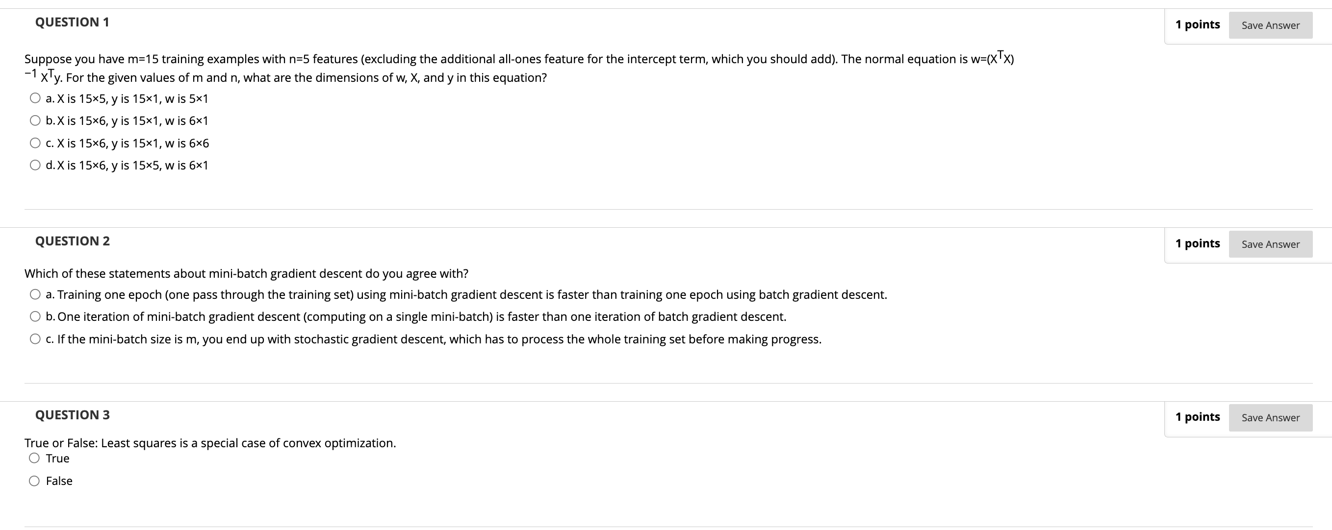 Solved QUESTION 1Suppose you have m=15 ﻿training examples | Chegg.com