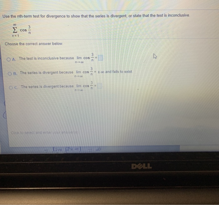 Solved Use the nth term test for divergence to show that the | Chegg.com