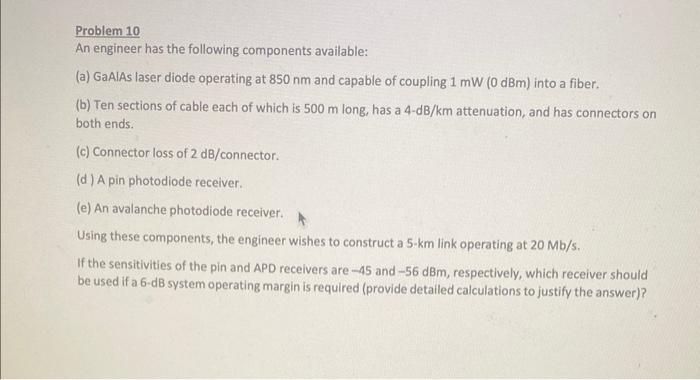 Solved Problem 10 An engineer has the following components | Chegg.com