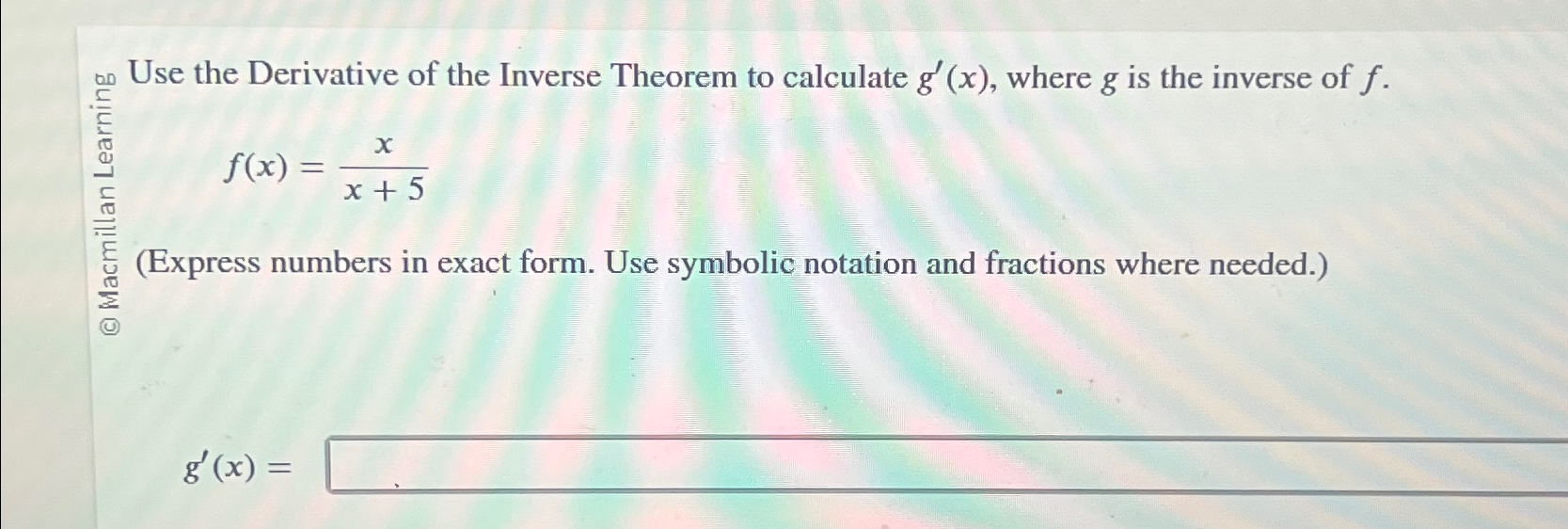 Solved ax Use the Derivative of the Inverse Theorem to | Chegg.com