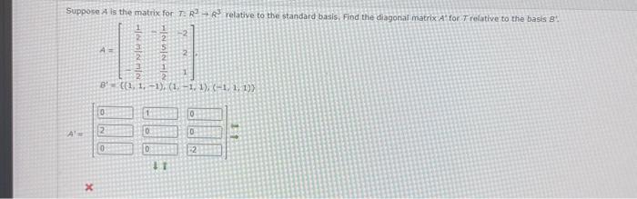 Solved Suppose A is the matrix for T:R3→R3 relative | Chegg.com