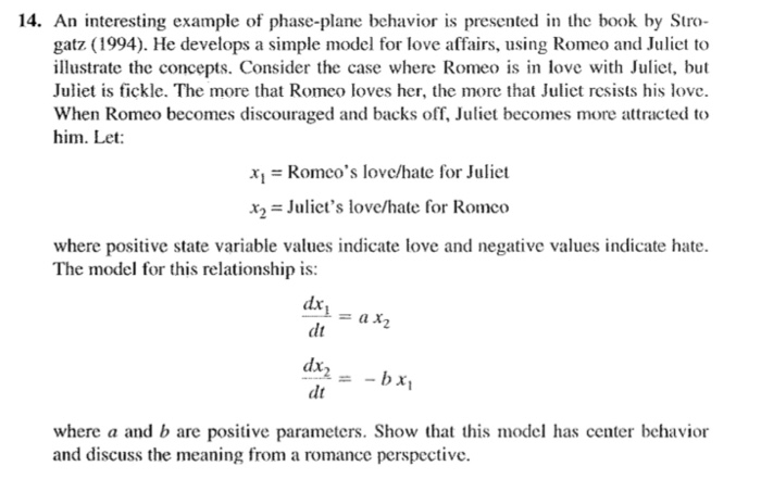 Solved 14. An interesting example of phase-plane behavior is | Chegg.com