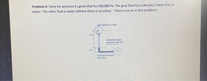 Solved Problem 4. Solve for pressure PA given that | Chegg.com