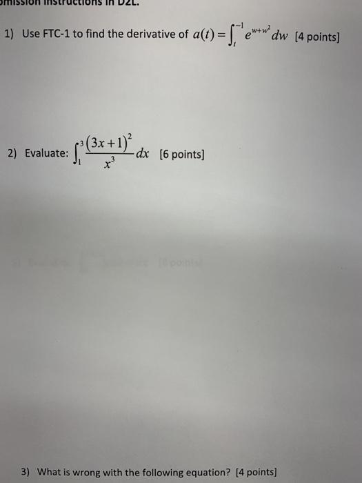 Solved 1) Use FTC-1 to find the derivative of a(t) = | Chegg.com