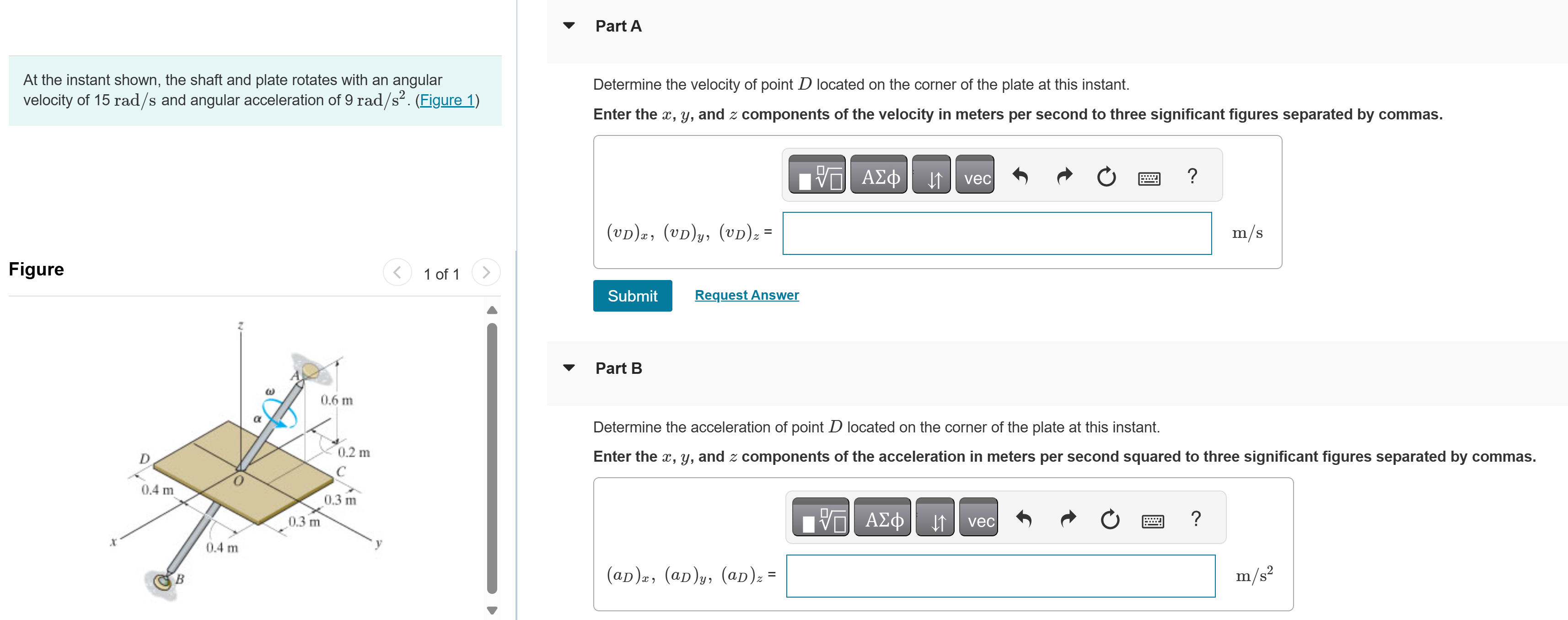 Solved Part AAt ﻿the instant shown, the shaft and plate | Chegg.com