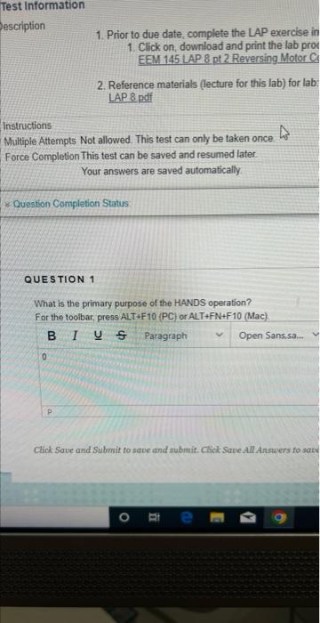 escription 1. Prior to due date, complete the LAP | Chegg.com