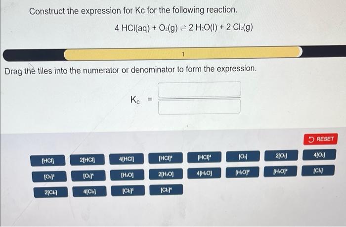 Solved Construct the expression for Kc for the following | Chegg.com