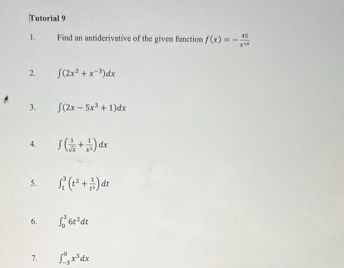 Solved 1. Find an antiderivative of the given function | Chegg.com