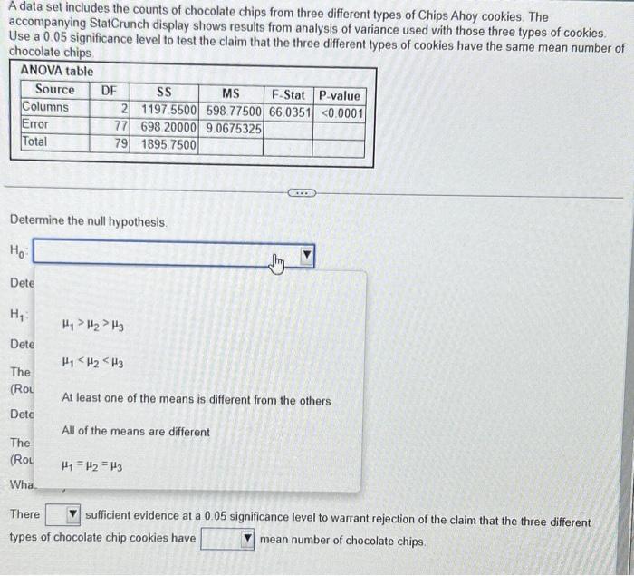Solved A data set includes the counts of chocolate chips | Chegg.com