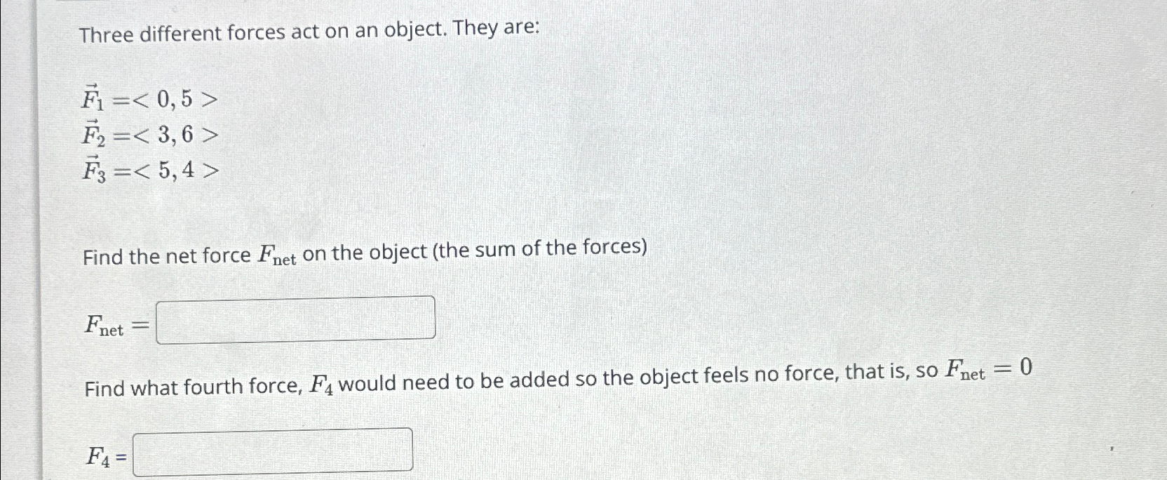 Solved Three different forces act on an object. They | Chegg.com