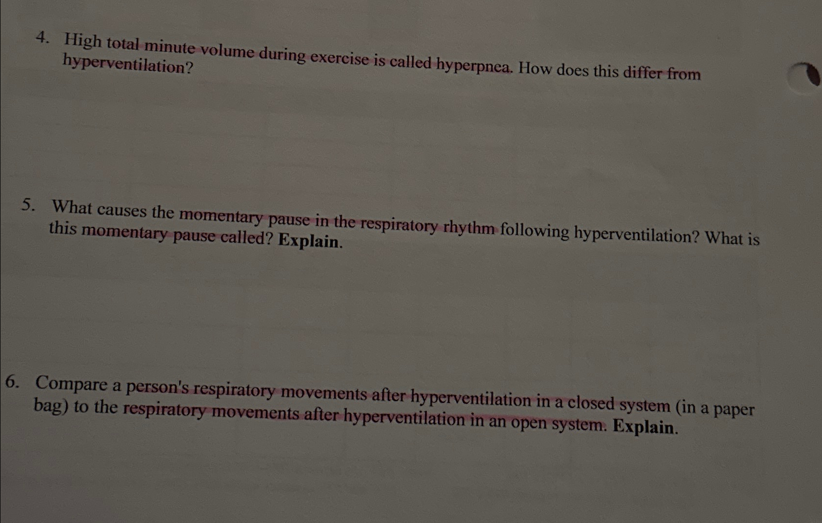 Solved High total minute volume during exercise is called | Chegg.com